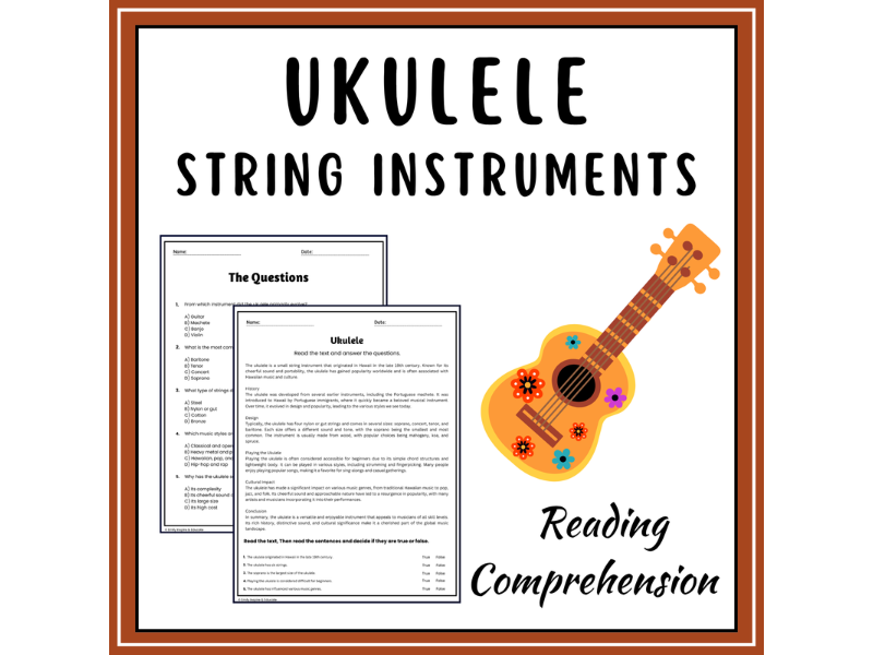 Ukulele Reading Comprehension Passages & Questions Worksheets ...