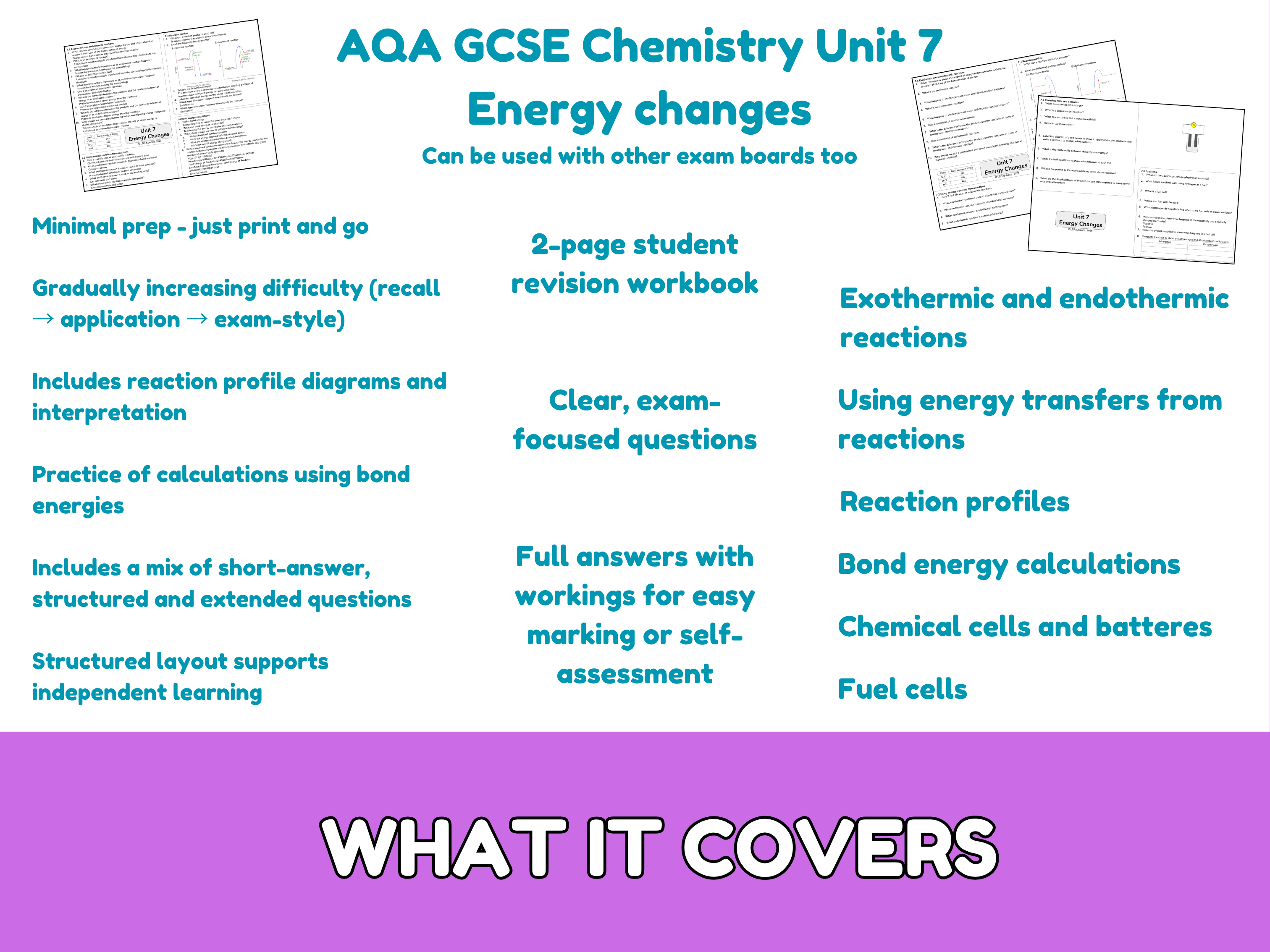 Energy Changes Revision Mat | AQA GCSE Chemistry Unit 7 | Exothermic ...
