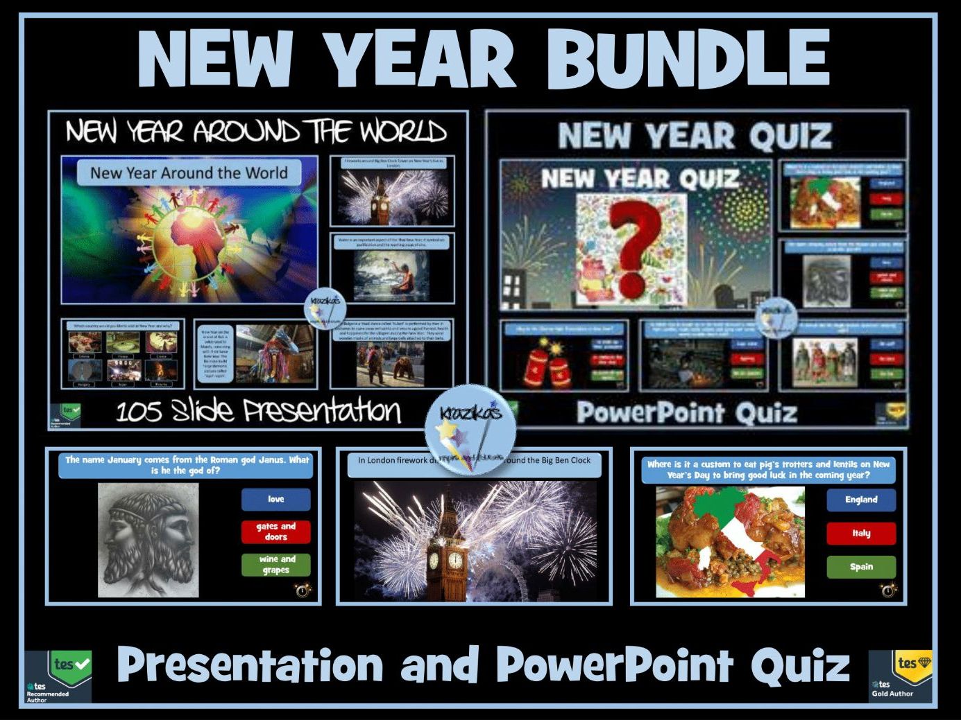 New Year Presentation and Quiz by Krazikas | Teaching Resources