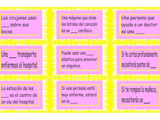 Hospitals and Injuries Spanish 4 Worksheet-2 Game-1 Exam Bundle ...