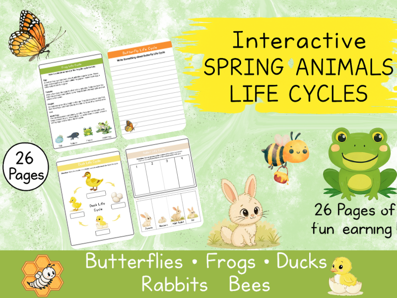 Interactive Spring Animal Life Cycles for Kids | Teaching Resources