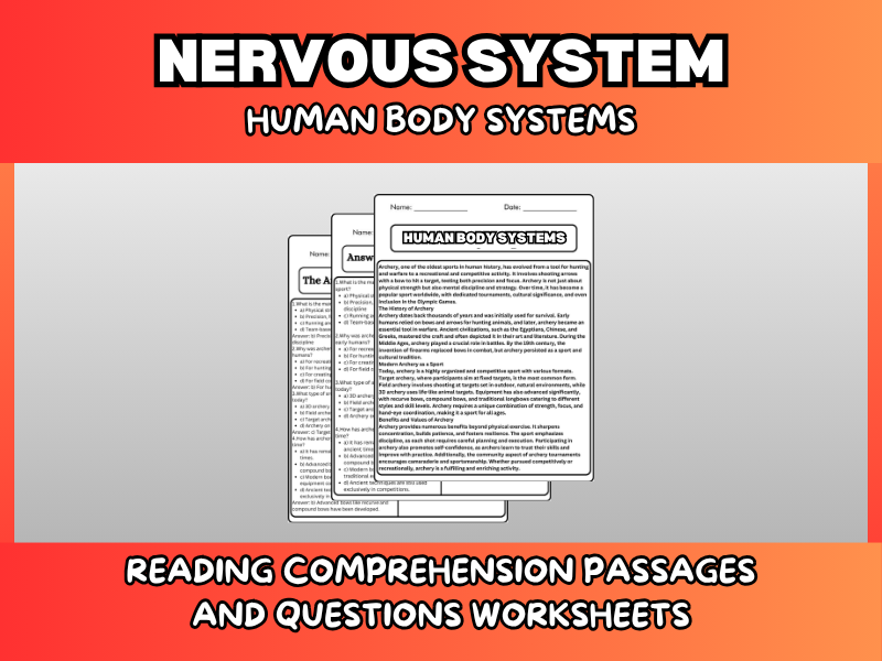 Nervous System Reading Comprehension Passages and Questions Worksheets | Teaching Resources