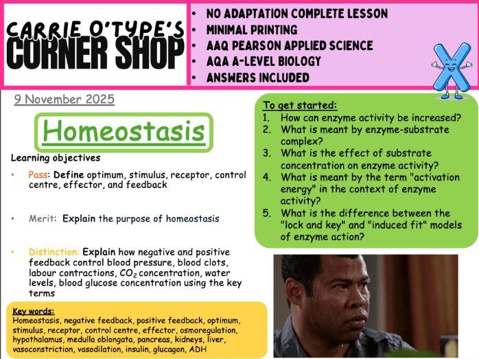 Homeostasis - AAQ Pearson Applied Science and AQA A-Level Biology | Teaching Resources