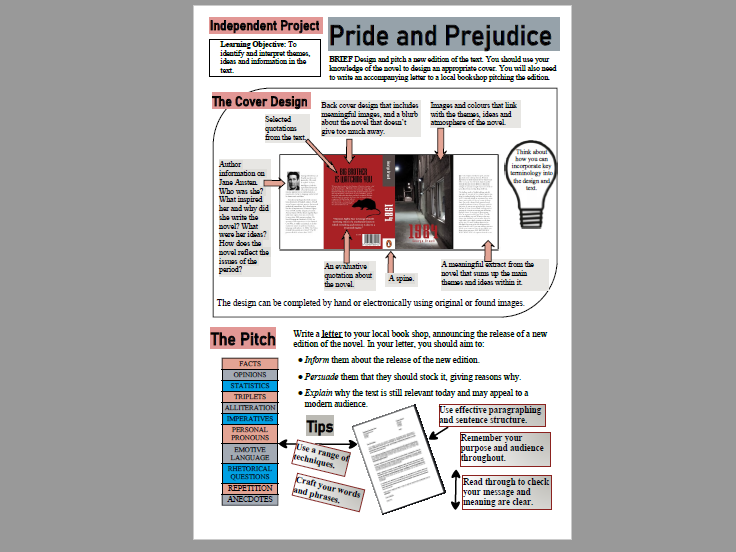 Pride and Prejudice Homework Project | Teaching Resources