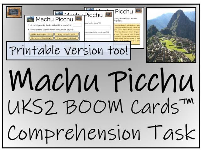 Machu Picchu - UKS2 BOOM Cards™ Comprehension Activity | Teaching Resources