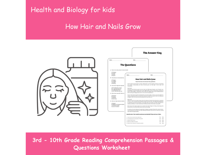 How Hair and Nails Grow Reading Comprehension Passages & Questions ...