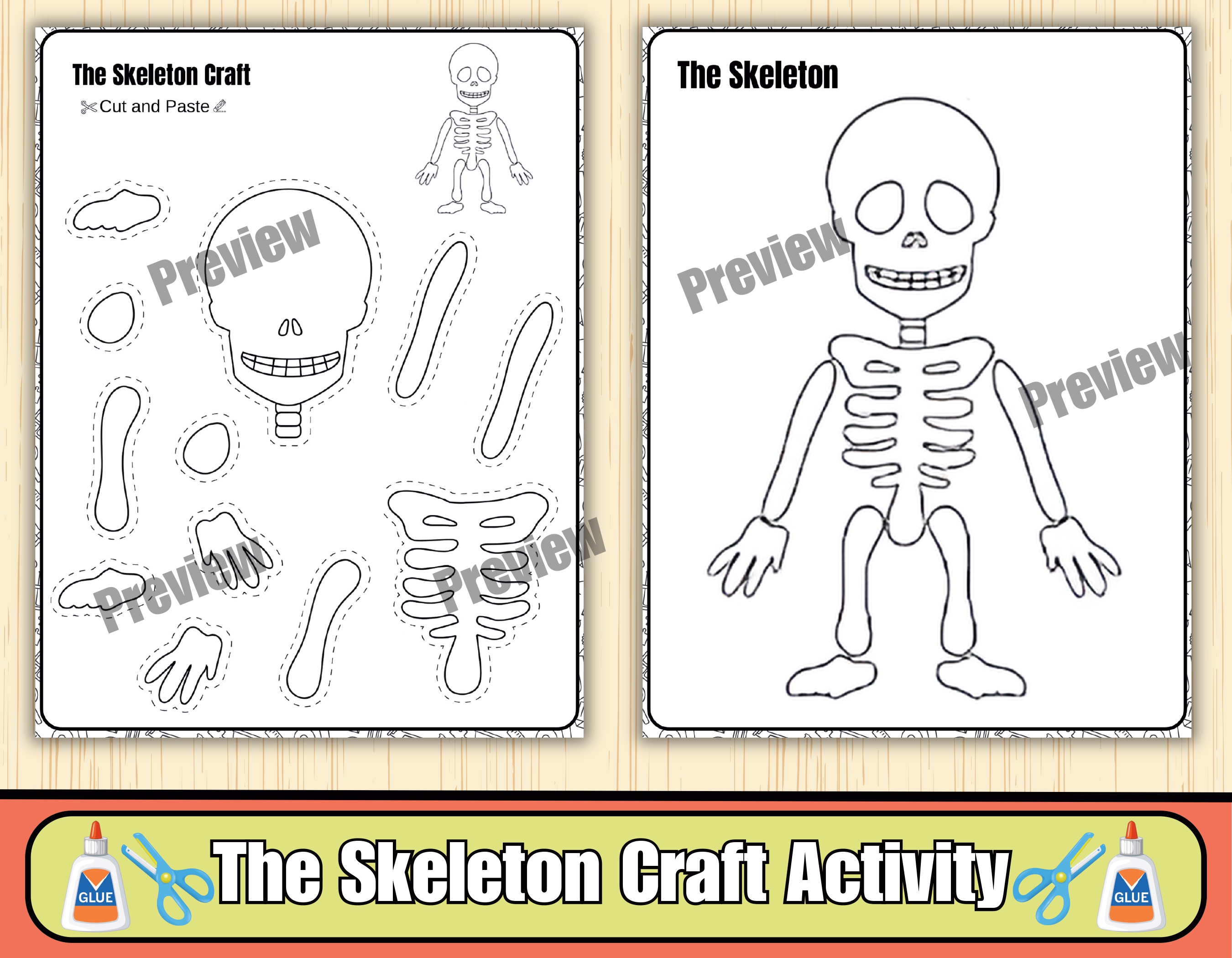 Skeleton Craft Activity-Build a Human Skeleton Cut and Paste Template ...
