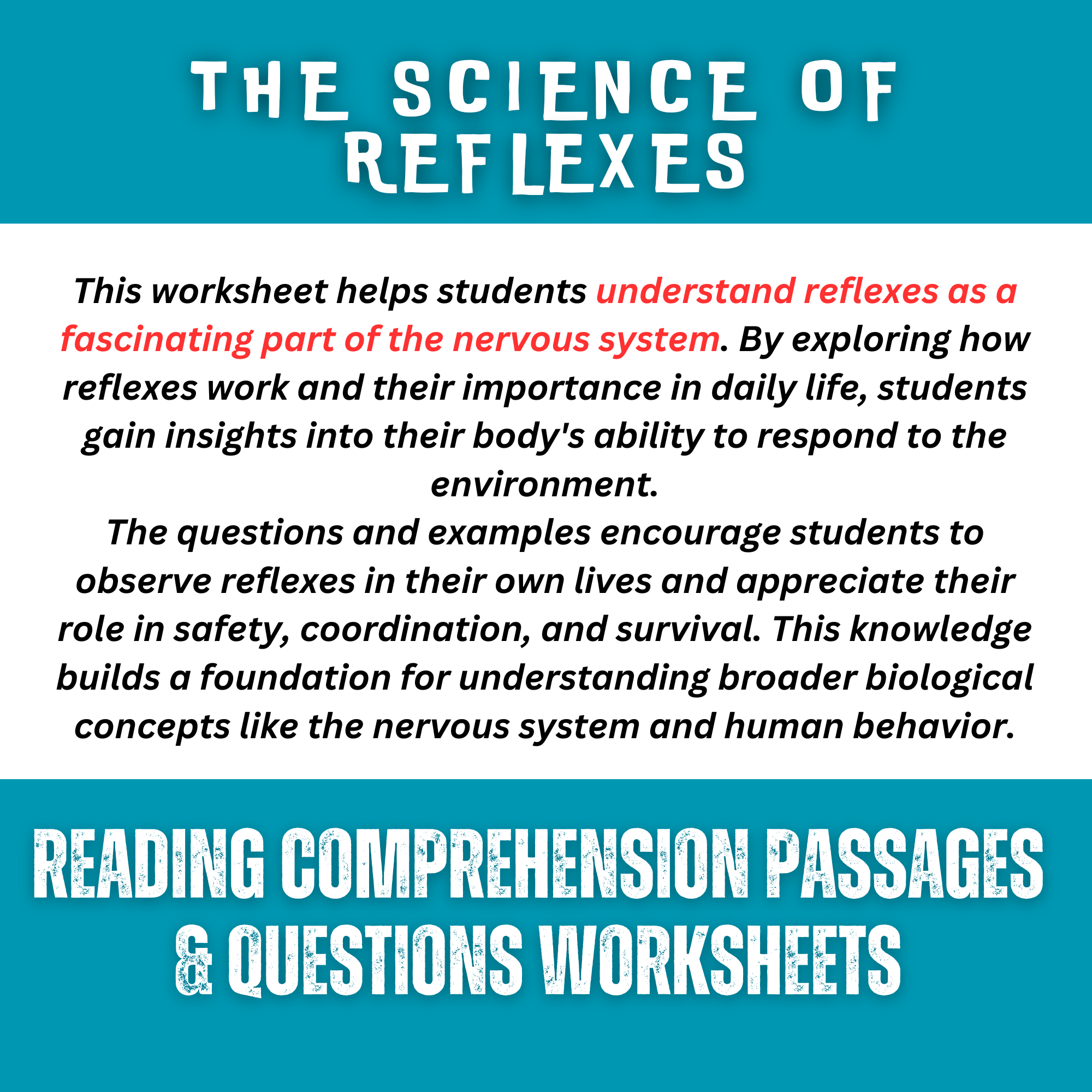 The Science of Reflexes - Health Reading Worksheet | Teaching Resources