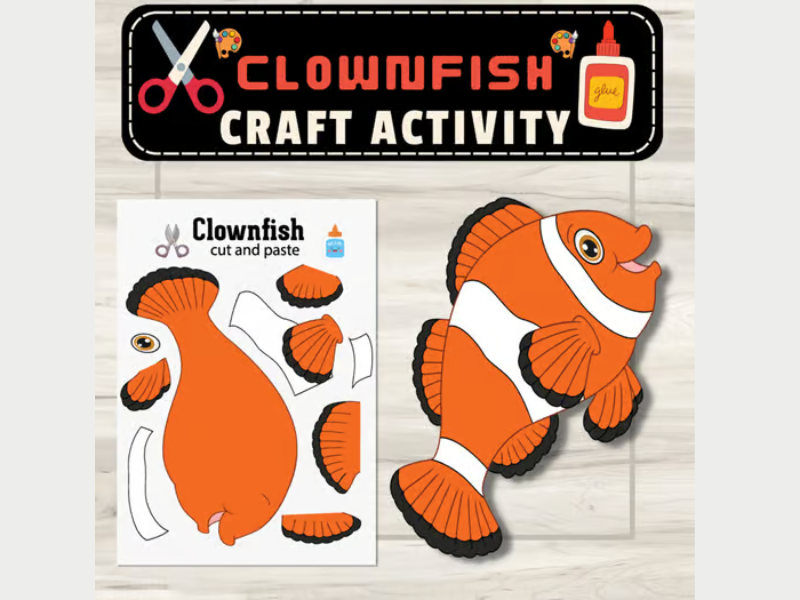 Clownfish Craft Cut & Paste Activity: Ocean Animal Summer Craft ...
