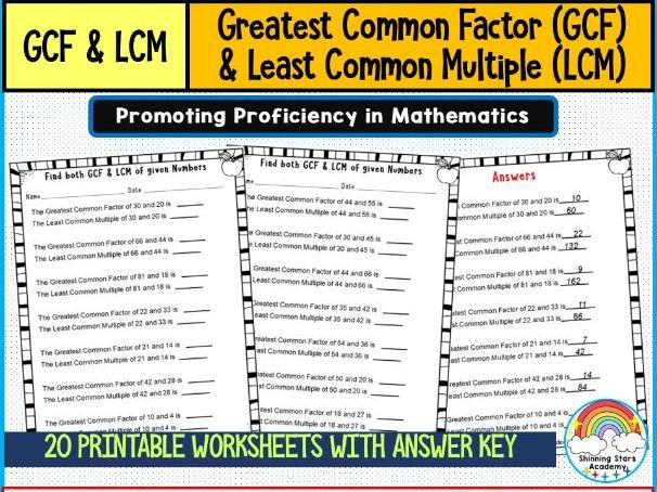 Find Least Common Multiple (LCM) & Greatest Common Factor (GCF ...