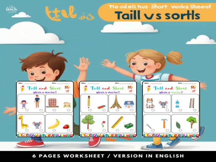 Basic Concepts Tall or Short for early learners- Printable posters for ...