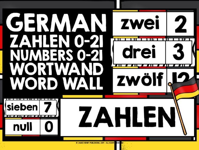 GERMAN NUMBERS 0-21 WORD WALL FREEBIE | Teaching Resources