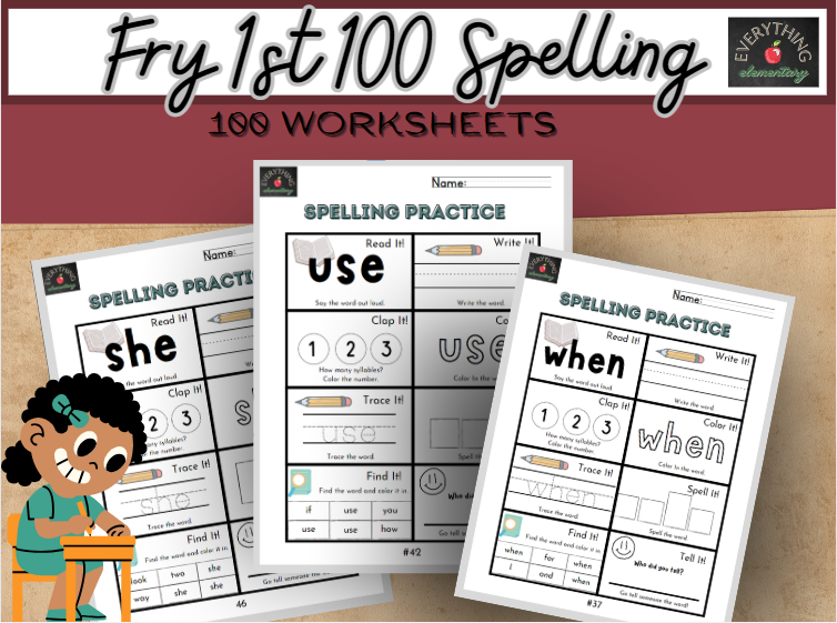 Fry's First 100 Spelling Practice Worksheets | Teaching Resources