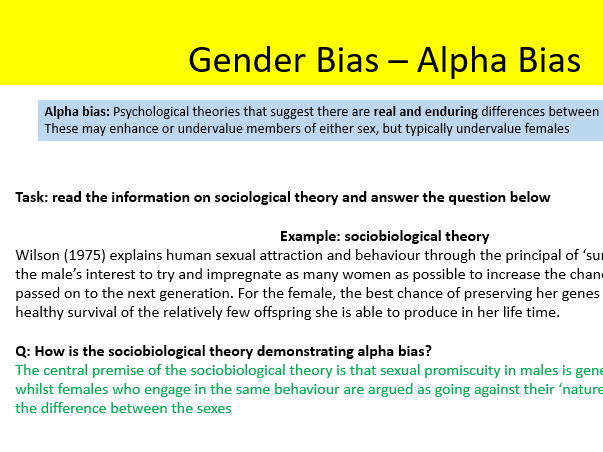 AQA Psychology gender bias issues and debates | Teaching Resources