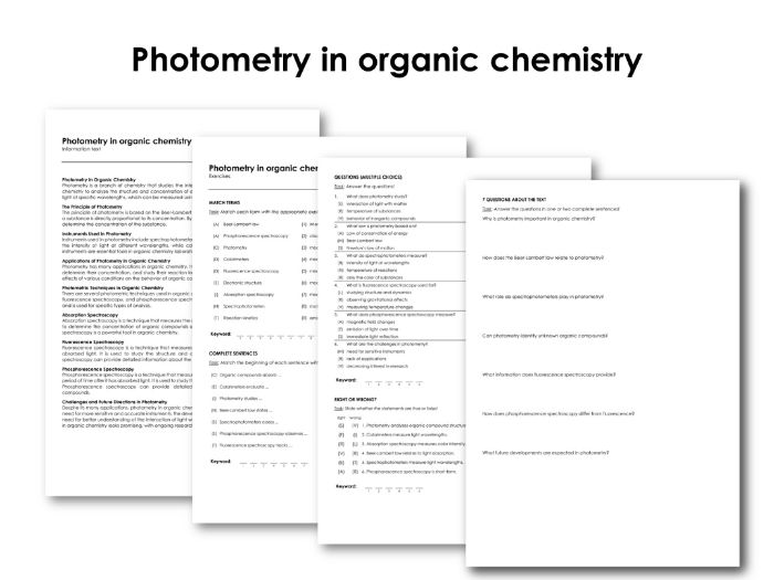 Photometry in organic chemistry (Infotext and Exercises) | Teaching ...