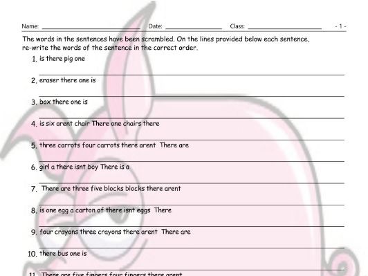 There is-There Are Scrambled Sentences Worksheet | Teaching Resources
