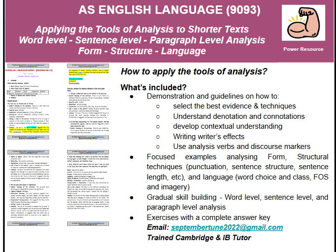HOW APPLY THE TOOLS OF ANALYSIS TO SHORTER TEXTS: CAIE ENGLISH LANGUAGE ...