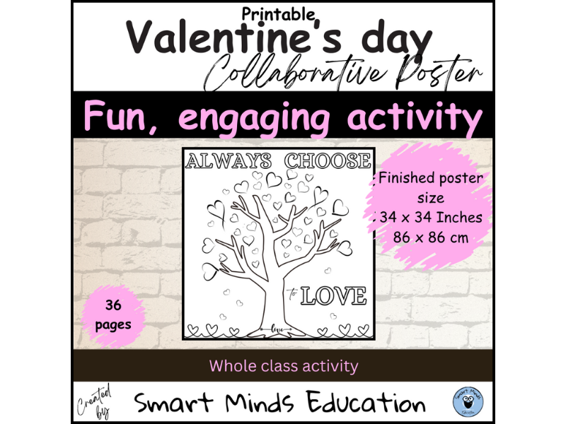 VALENTINES DAY COLLABORATIVE POSTER - CLASSROOM DISPLAY POSTER ...