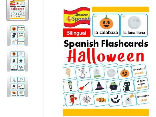 Spanish Halloween Beginner Vocabulary Flash Cards | Teaching Resources