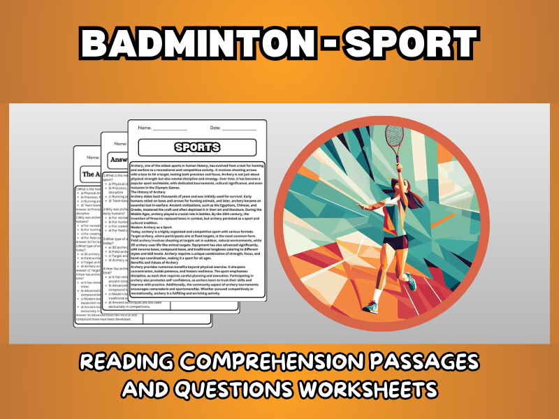 Badminton - Sport Reading Comprehension Passages and Questions ...