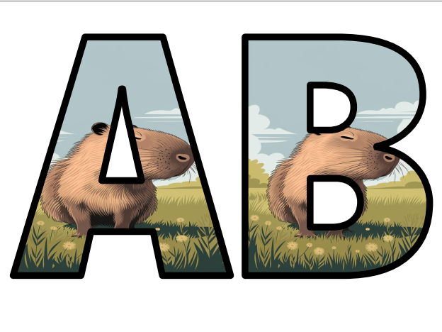 Capybara Cute Pet Animal Creature Lettering Set Display Title Letters ...