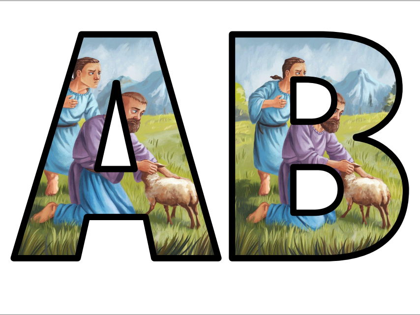 Bible Story Cain Able Lamb Sacrifice Lettering Set Display Title ...
