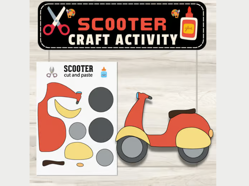 Scooter Craft Cut & Paste Activity: Transportation Back To School ...