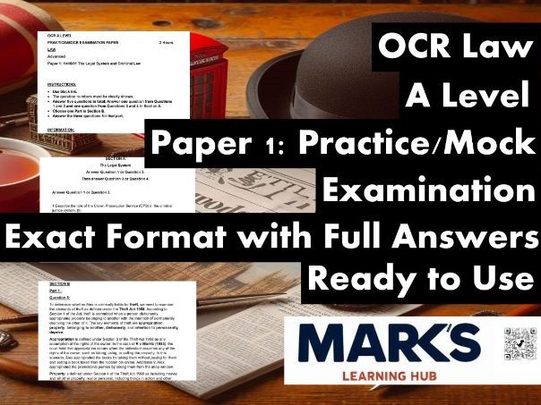 OCR: A Level Law - Paper 1 - Practice/Mock Exam Paper - COMPLETE WITH ...