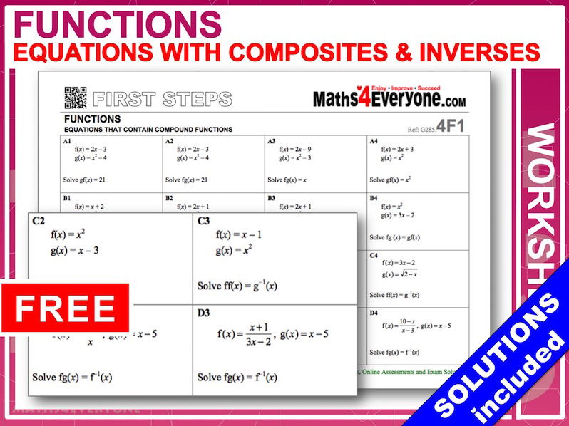 Equations With Composite Functions Worksheet With FULL Solutions