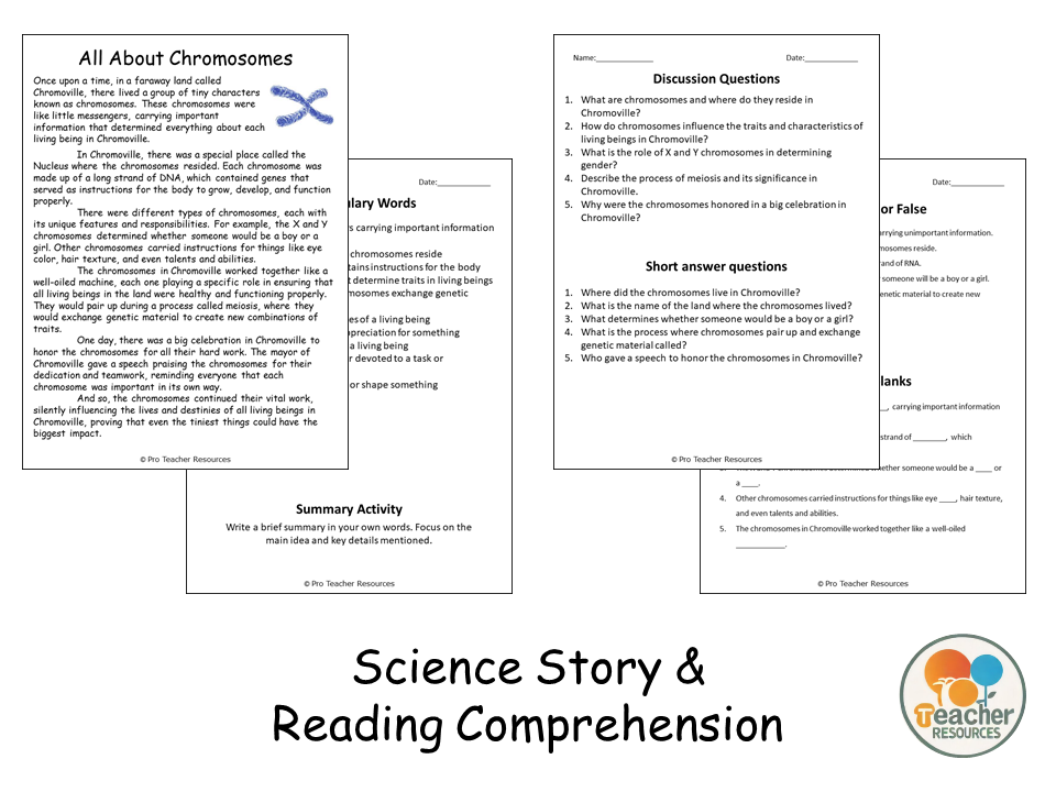 All About Chromosomes Reading Science Story Comprehension Questions ...