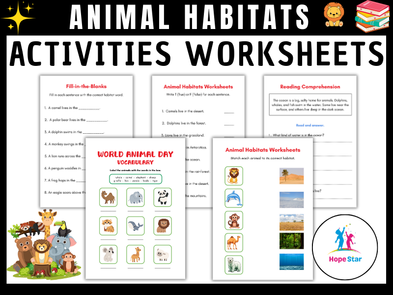 animal habitats worksheets for grade 1, 2, 3 | Teaching Resources