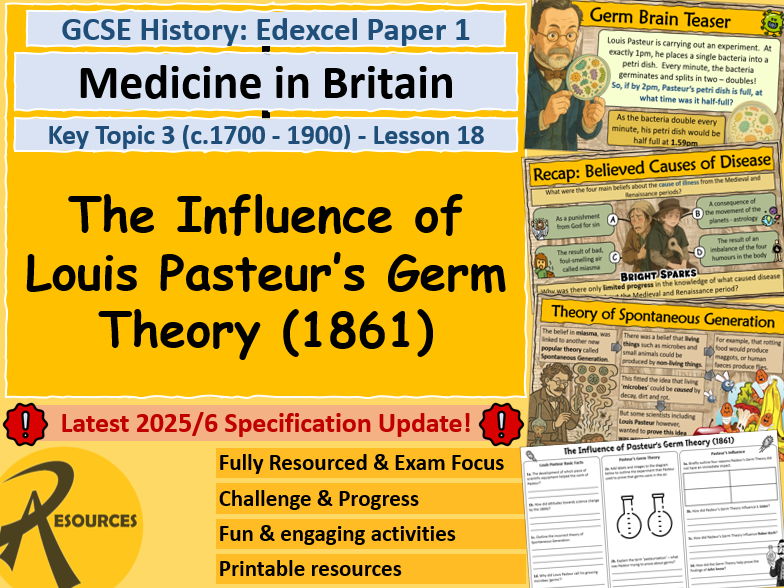 Louis Pasteur Germ Theory - GCSE History Edexcel - Medicine in Britain ...