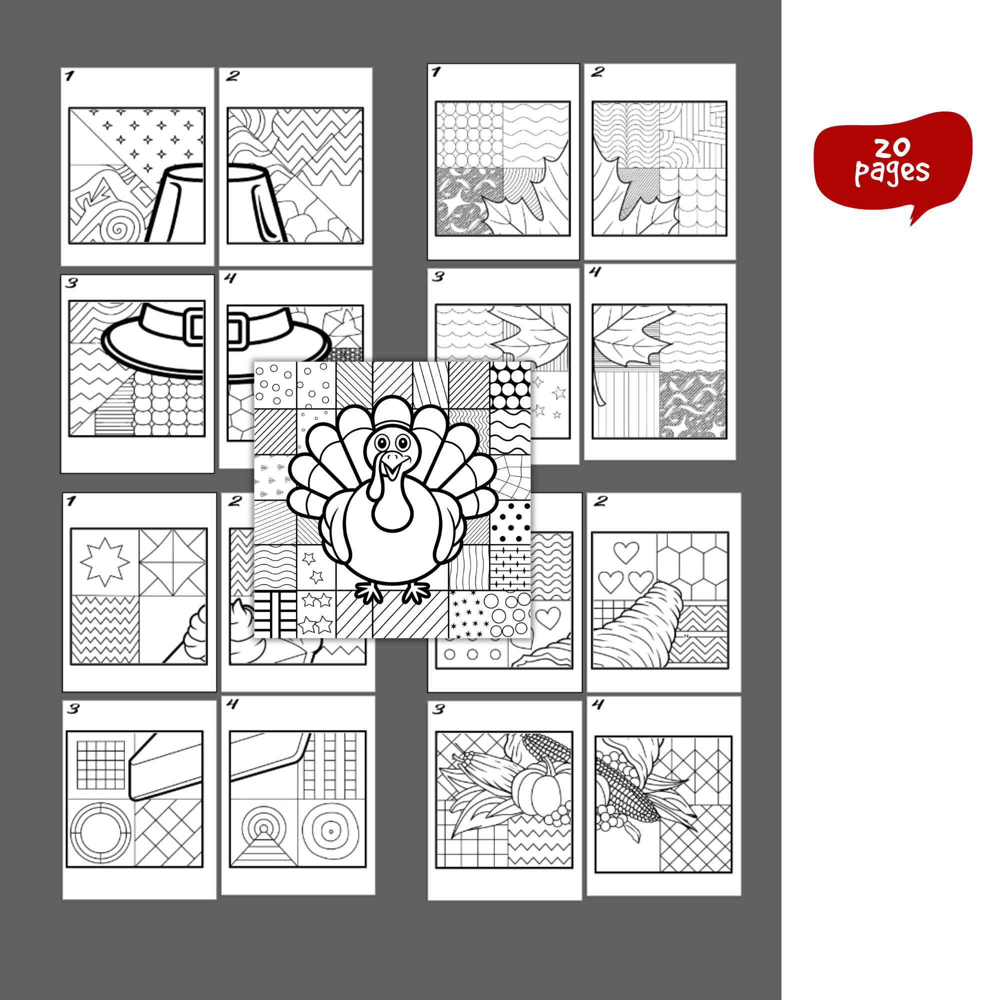 Thanksgiving 6 Collaborative Poster Coloring Pop Art Project & Bulletin ...