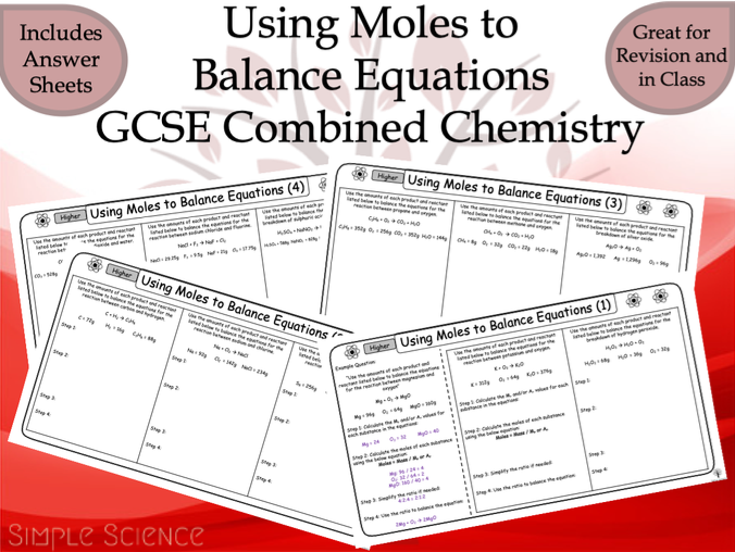 Using Moles To Balance Equations GCSE Chemistry Worksheets Teaching Using Moles To Balance Equations GCSE Chemistry Worksheets Teaching
