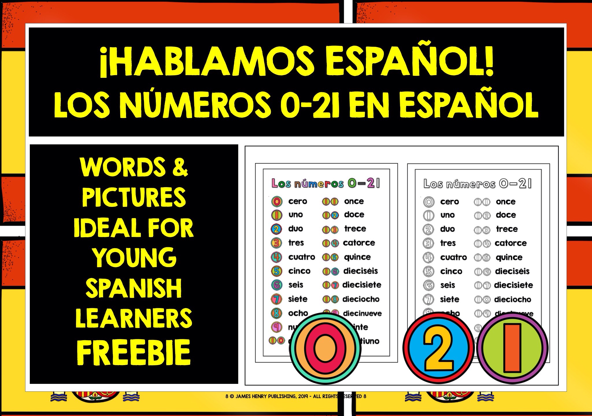 SPANISH NUMBERS 0 21 LIST FREEBIE Teaching Resources