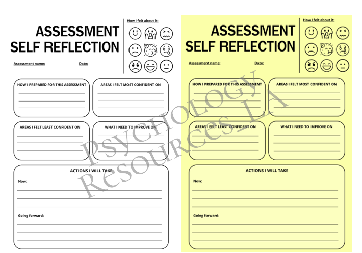 Assessment self reflection for students GCSE | A LEVEL | growth mindset ...