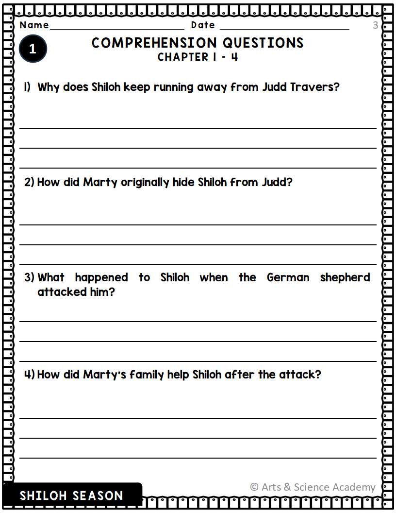 SHILOH SEASON Novel Study Comprehension, Critical Thinking, Vocab, MCQs ...