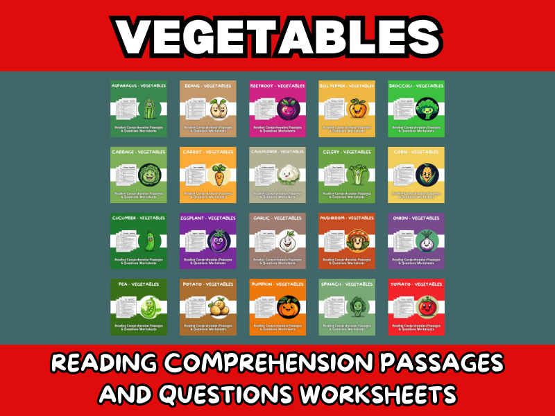 Vegetables Reading Comprehension Passages and Questions Worksheets ...