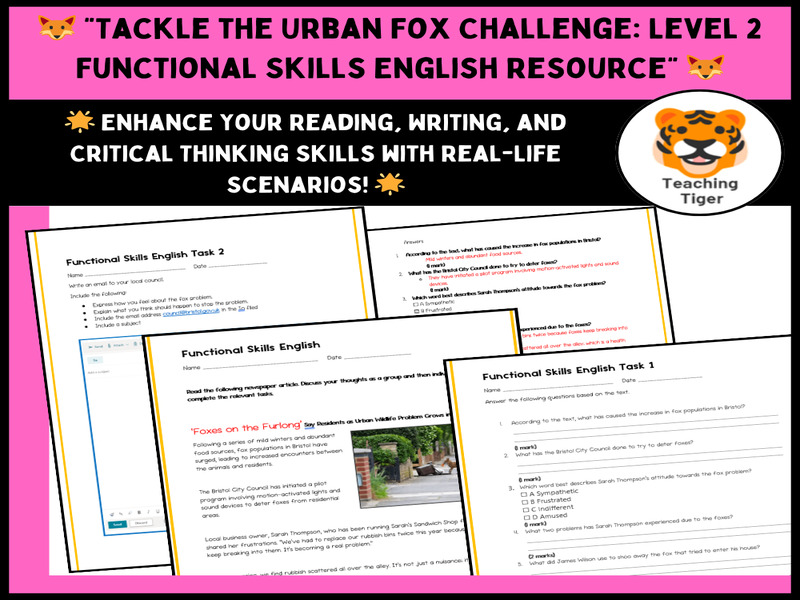 Functional Skills English Practice: Urban Fox Problem Reading & Writing ...