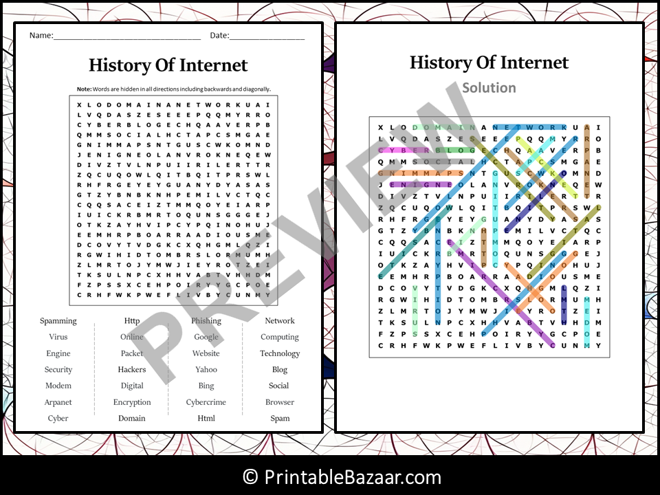 History Of Internet Word Search Puzzle Worksheet Activity | Teaching ...