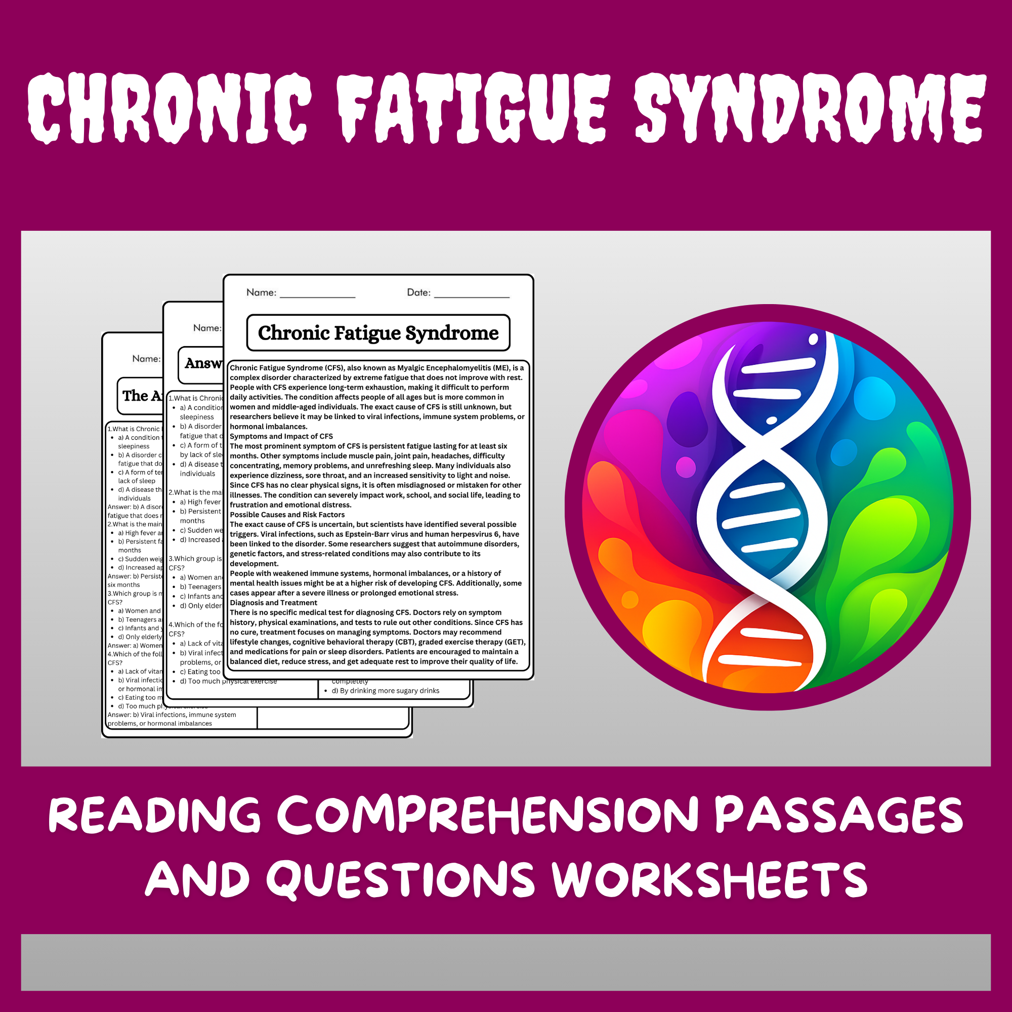 Chronic Fatigue Syndrome - Syndromes Reading Comprehension Passages ...