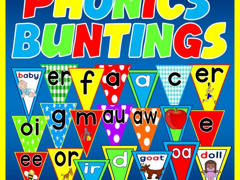 700 PHONICS BUNTINGS - DISPLAY LETTERS SOUNDS ALPHABET EARLY YEARS KEY ...