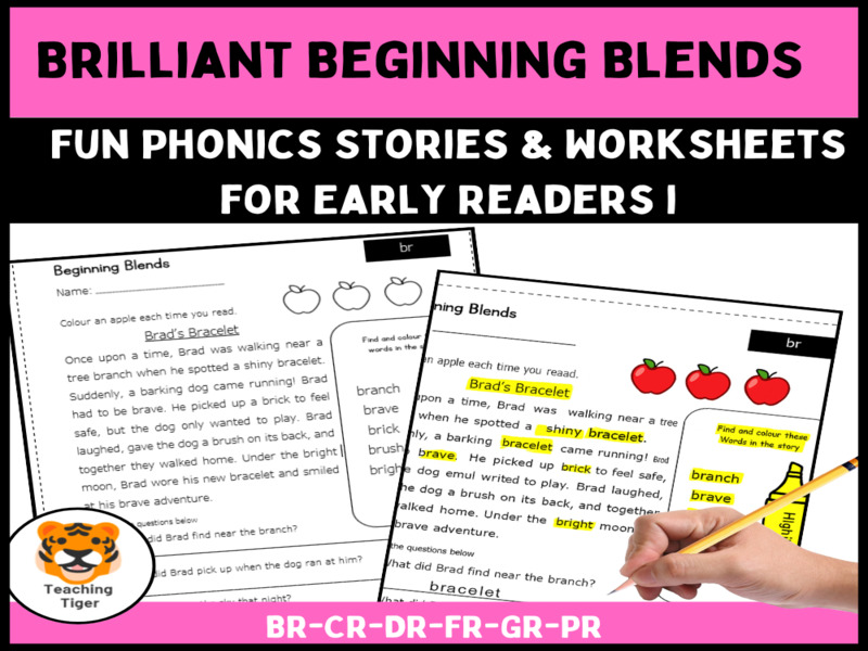 Beginning Blends Phonics Worksheets | Literacy Activities for Reception ...