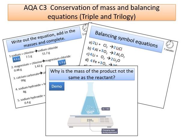 AQA C3 Conservation of mass and balancing equations (Triple and Trilogy ...