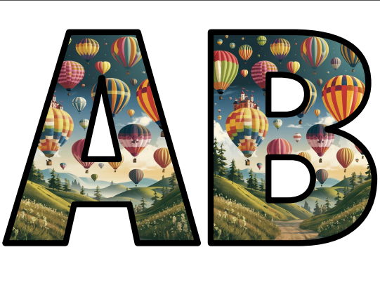 Hot Air Balloons Sky Travel Flying Soaring Up Lettering Set Display ...