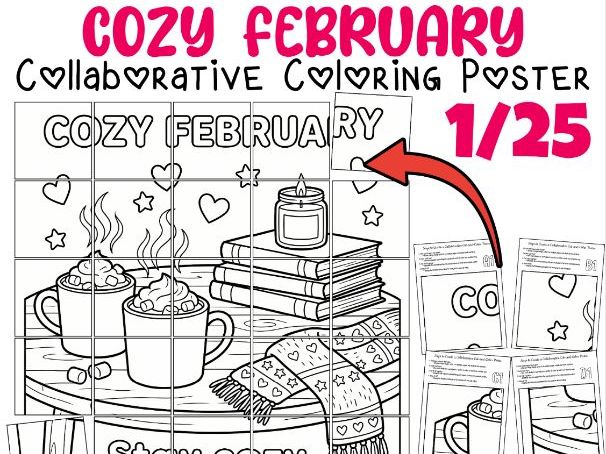 February Collaborative Coloring Poster Bundle | 6 Classroom Activities ...