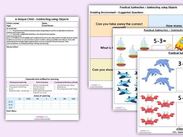 EYFS Maths Subtracting using Objects Learning Activity | Teaching Resources