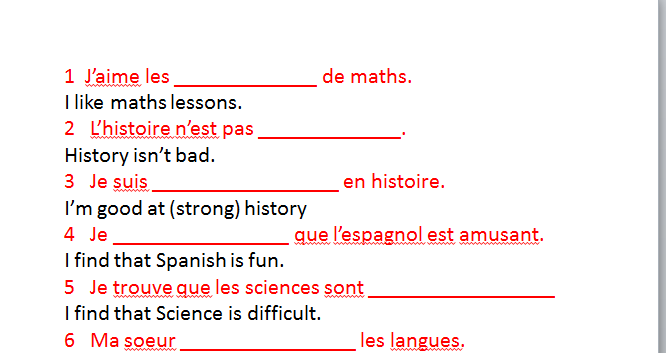 Les matières - Giving opinions on your school subjects. | Teaching ...