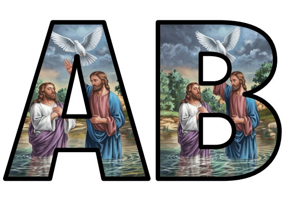 Bible Story Jesus John the Baptist Lettering Set Display Title Letters ...