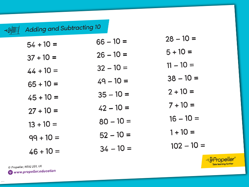 Adding And Subtracting 10 Using 2 And 3 Digit Numbers Teaching Resources
